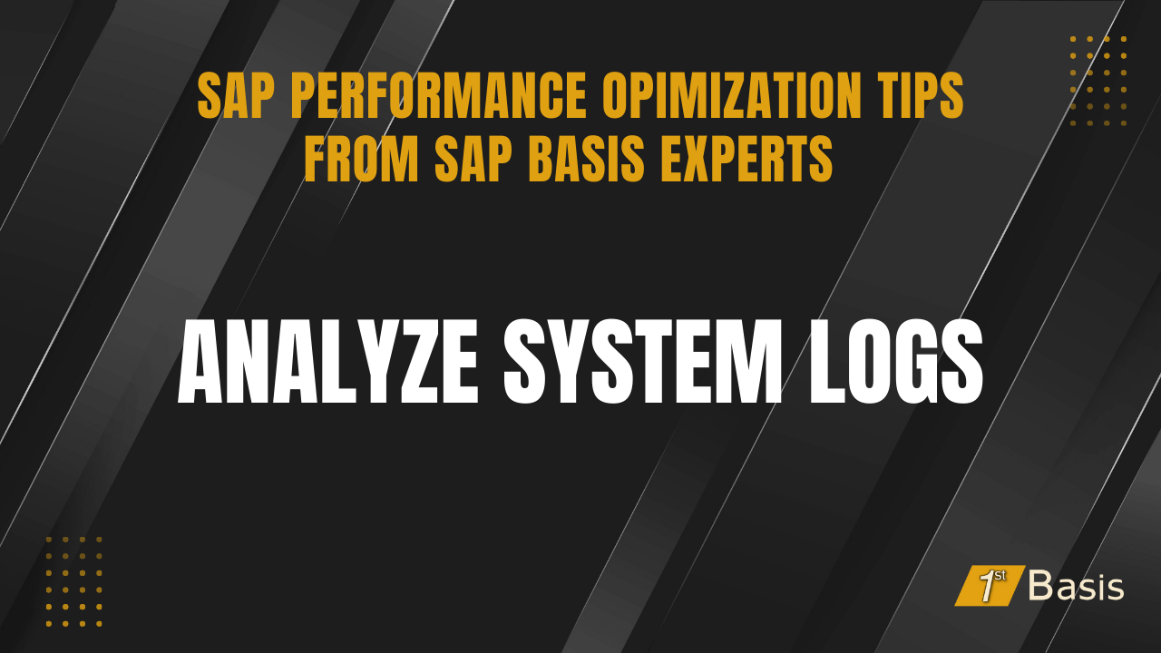 SAP Performance Optimization - Analyze System Logs • 1st Basis